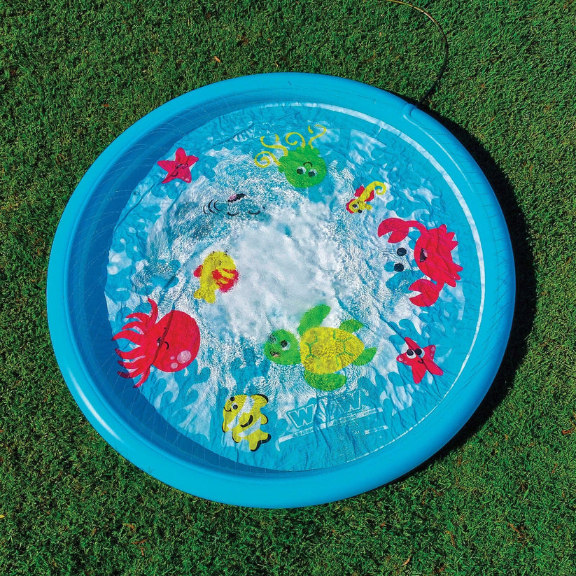 Under the Sea 10 Ft Diameter Inflatable Splash Pad Wading Pool with Sp